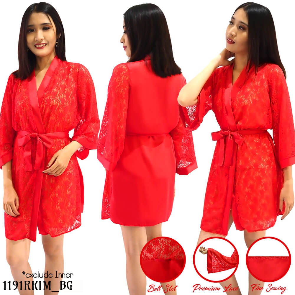 MERAH Kimono Nightgown Sleeping Robe Red 1191RKIM by Folva Kimochi Me ...