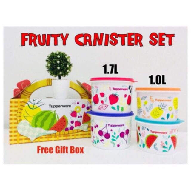 Tupperware (4 pcs + Gift Box) Fruity Canister Set | Shopee Malaysia