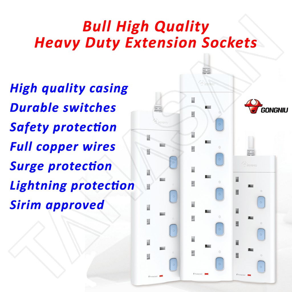 Gongniu Bull Trailing Extension Socket Wire Multiplug High Quality Lightning Surge Protection ...