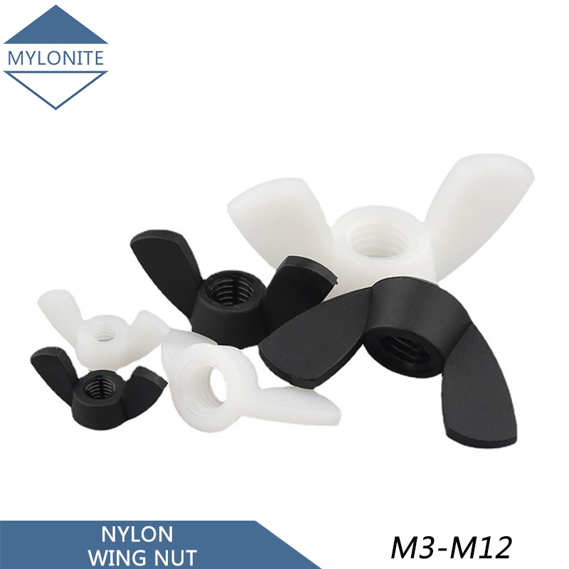 Nylon Wing Nuts Butterfly Nut to Fit Bolts Screws Black White M3 M4 M5 ...