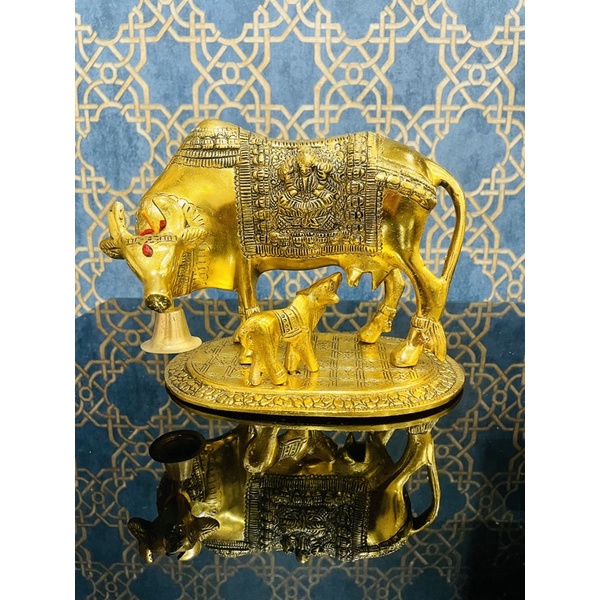 Cow and calf statue / komatha statue Gold plated Antique metal | Shopee ...