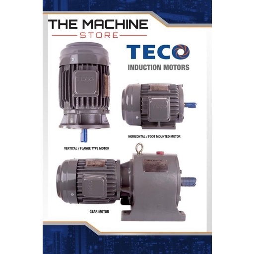 Teco IE1 Standard Efficiency Squirrel Cage Induction Motor 1 HP 0.75KW 380-415V IP55 Flange ...