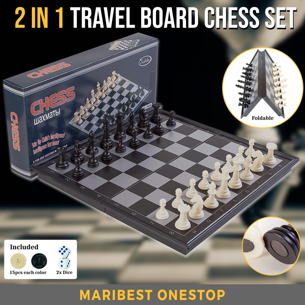 2in1 Travel Chess Board Set Magnetic Chess Board Set Educational ...