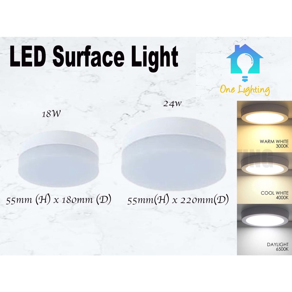 Ceiling Light LED Panel 18W/24W White Round Kitchen Living Room Porch ...