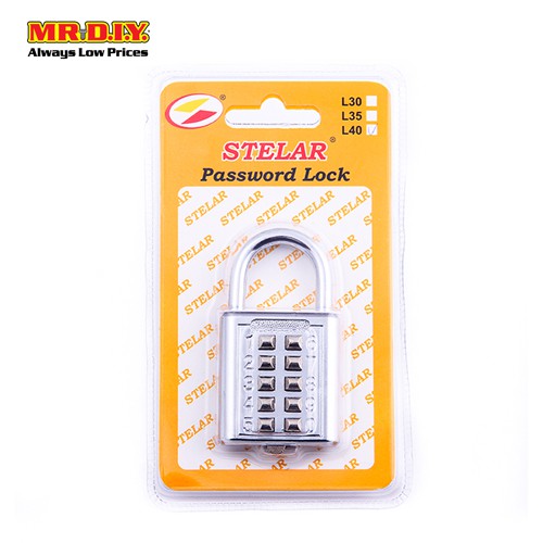 STELAR Push Button Password Combination Padlock L40 (L7cm x W4cm ...