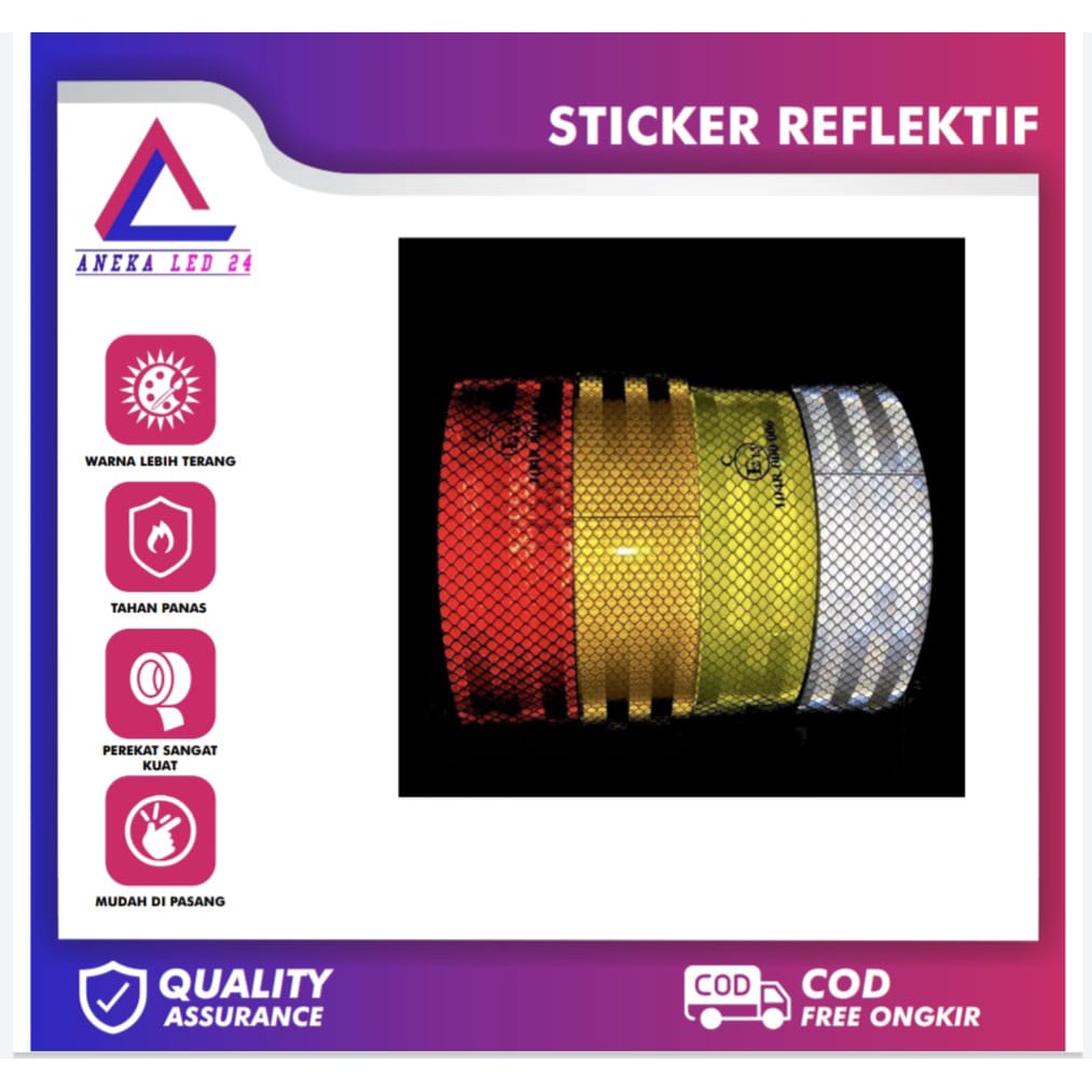 Reflective Sticker 1 Meter x 5cm Kir Sticker Passes Dishub for Box ...