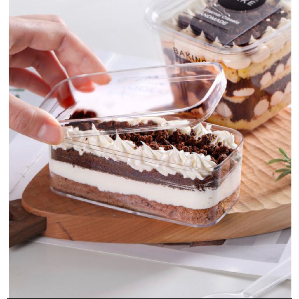 Ready stock M'SIA!!! 280ml RectangleTransparent Plastic Container box / Cup / Cake / Cookie ...