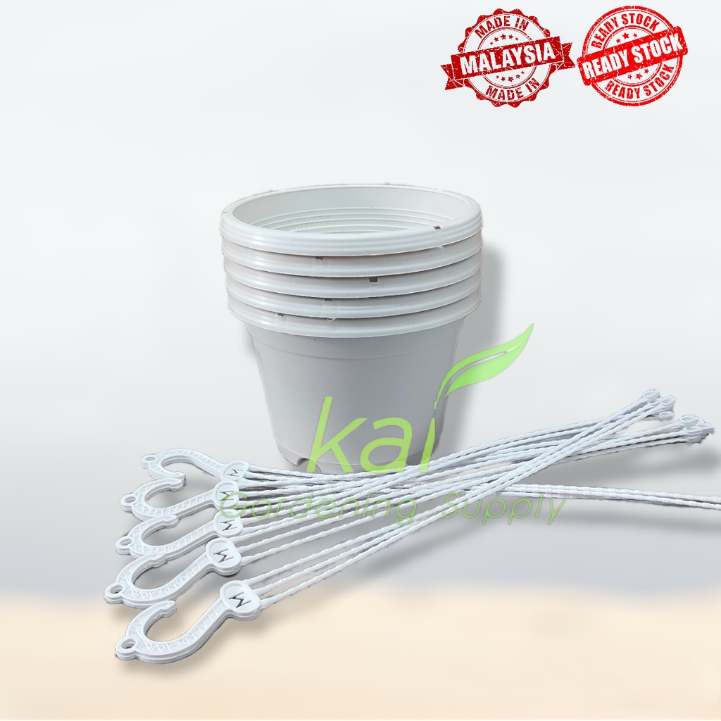 (5 Set) GFE 21cm White Flower Pot Hanging Pot Pasu Bunga Pasu Putih ...