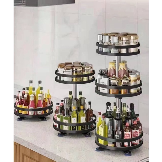 Multi-purpose rotating round spice rack, 2-tier and 3-tier smart ...