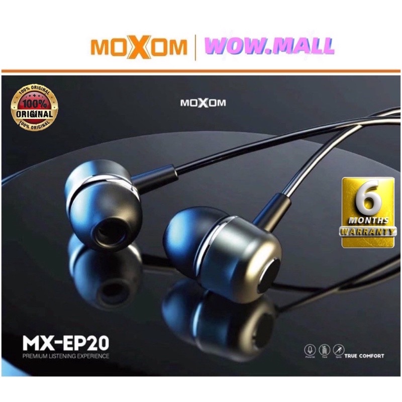 🔥WOW.MALL🔥 Moxom MX-EP20 Music Call Wired 3.5mm Plug Earphone With MIC ...