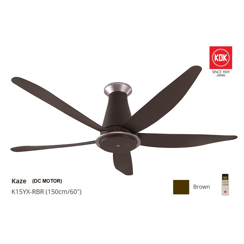 KDK Kaze K15YX-RBR Ceiling Fan (DC motor) / Kipas Siling KDK (150cm/60 ...
