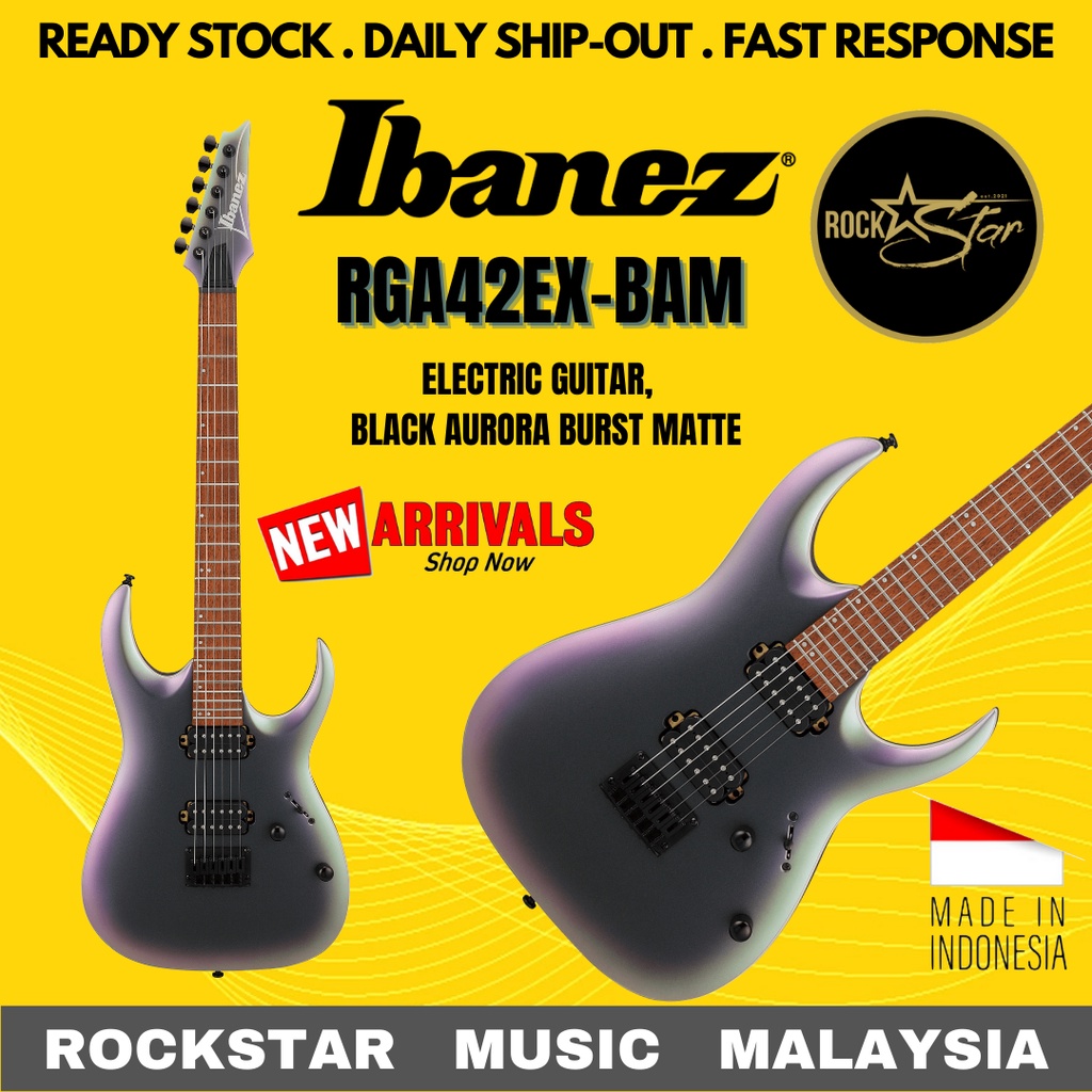 Ibanez RGA42EX-BAM Electric Guitar, Black Aurora Burst Matte (RGA42EX ...