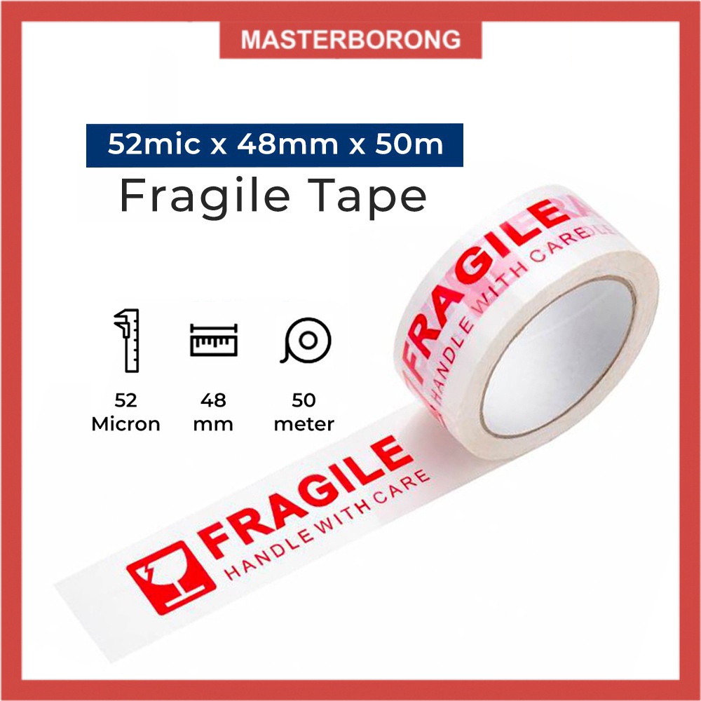 masterborong Fragile OPP Tape 48 MM x 50M Packaging Tapes Packing ...
