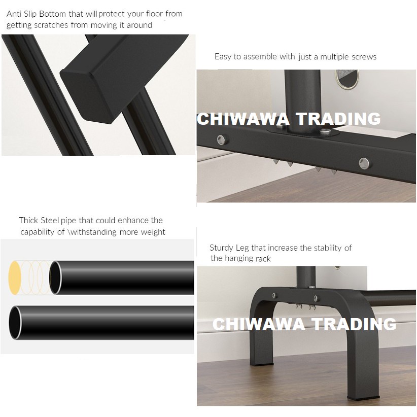 DIY Double Clothes Hanging Rack Cloth Shoe Wardrobe Closet Storage ...