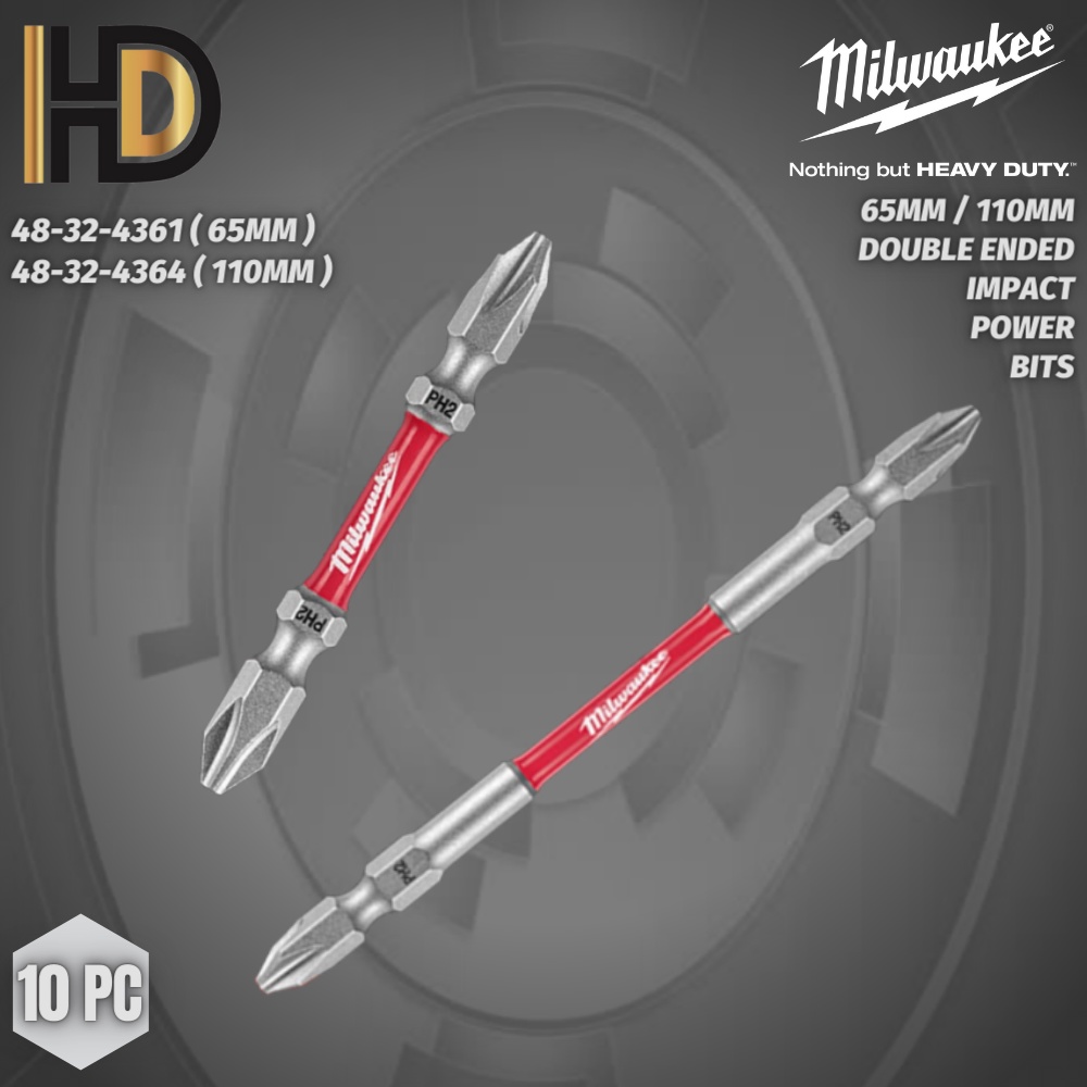 Milwaukee 65MM / 110MM SHOCKWAVE Double Ended Impact Power Bits PH2 ...