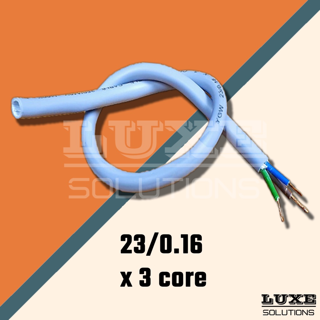 ️100% Pure Full Copper💦WATERPROOF💦3 Core Flexible Wire Cord Cable TRS PVC Insulated Sheathed 23/ ...