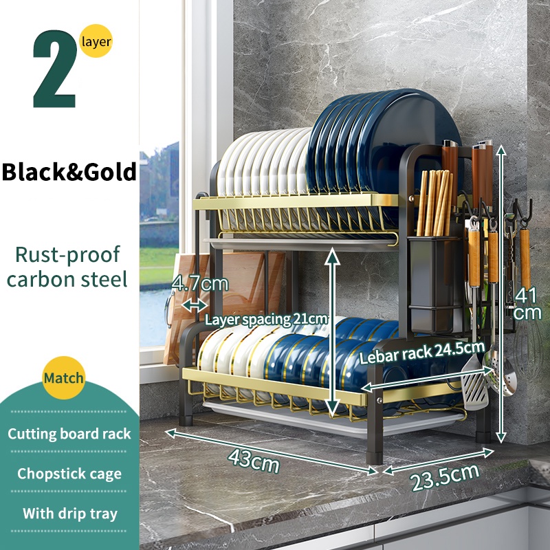 Rak Pinggan Stainless Steel Dish Rack Rak Dapur Kitchen Dish Drainer ...