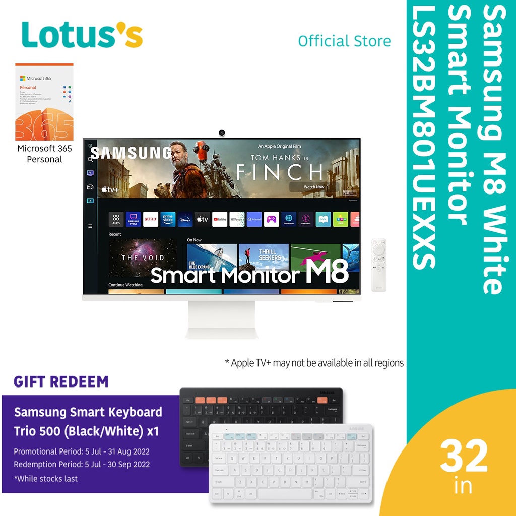 Samsung 32" M8 Black Smart Monitor + Microsoft 365 Personal 12Month ...