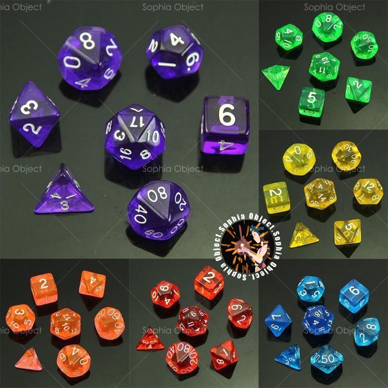 7pcs Colors Multifaceted Dice 多面骰子 TRPG Dice Board Game DnD MTG ...