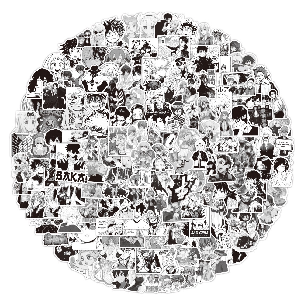 200/100/50PCS Black and White Hot Anime Mixed Demon Slayer Attack On ...