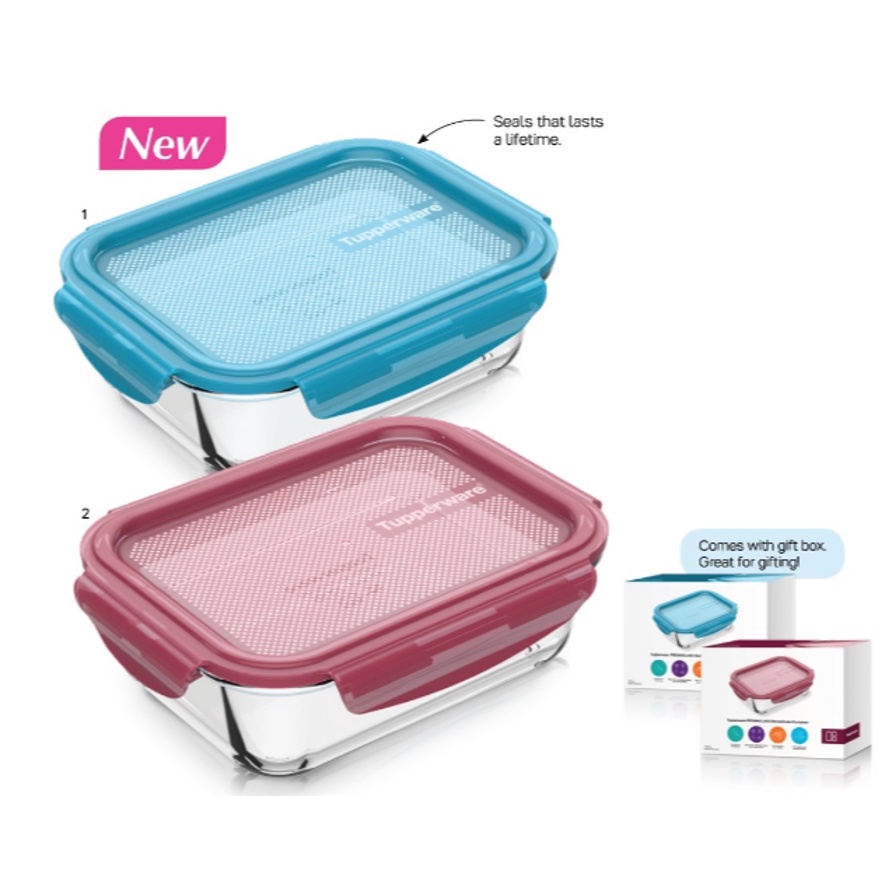 (PROMO TO CLEAR) Tupperware PremiaGlass Rectangular 1.0L with gift box ...