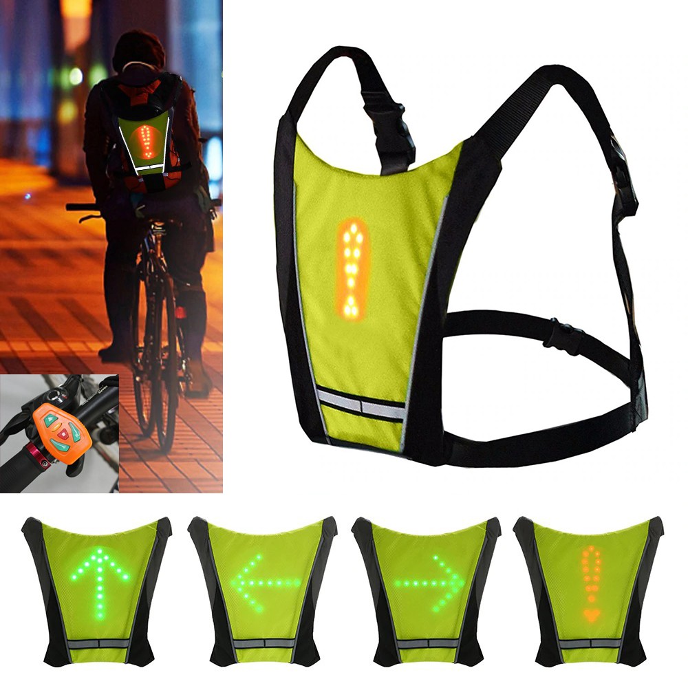 Bicycle Cycle Riding LED Wireless Safety Turn Signal Light Vest Remote ...