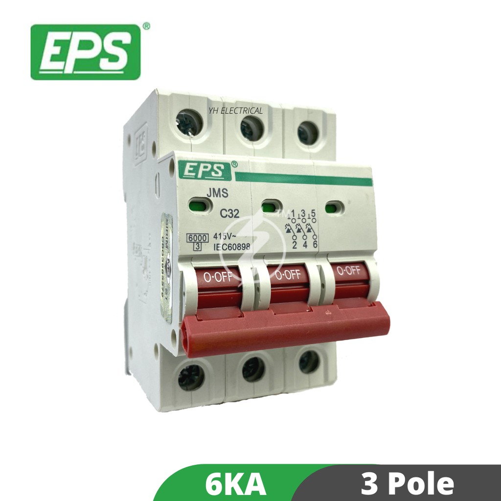 EPS 3Pole MCB 6A, 10A, 16A, 20A , 32A , 40A AND 63A Miniature Circuit Breaker (6KA)(SIRIM ...