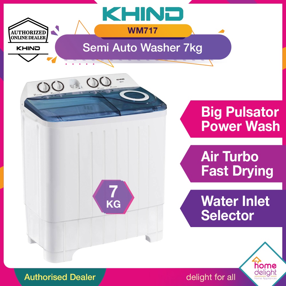 Khind Semi Auto Washing Machine [ 7kg WM717 / 10kg WM1017 ] Isonic 7 ...