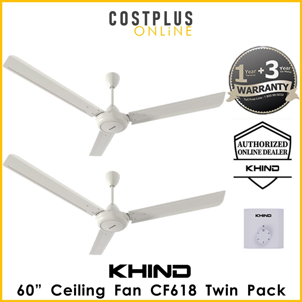 [TWIN PACK] KHIND CF618 / CF615 / CF611 / LEMAX L760 60" Ceiling Fan ...