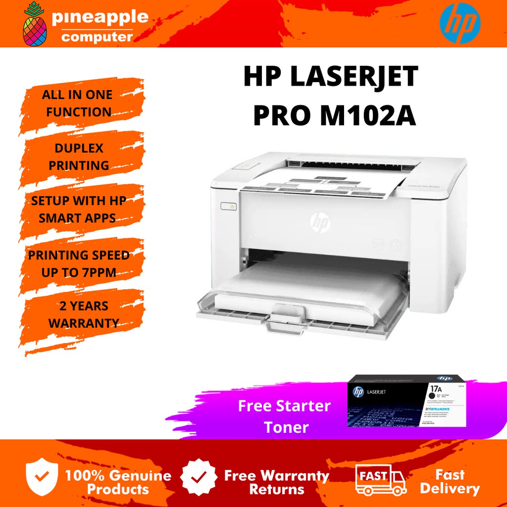 HP LaserJet Pro M102a Printer | A4 Black and White Laser Printer ...