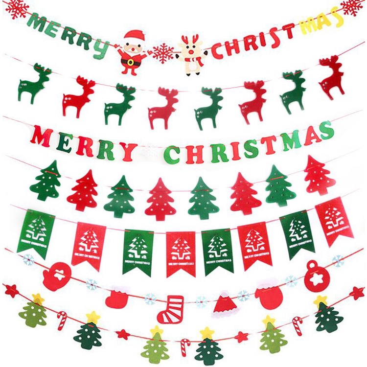🎄🔥Merry Christmas Banner Set – Santa & Reindeer Hanging Flag Garland ...