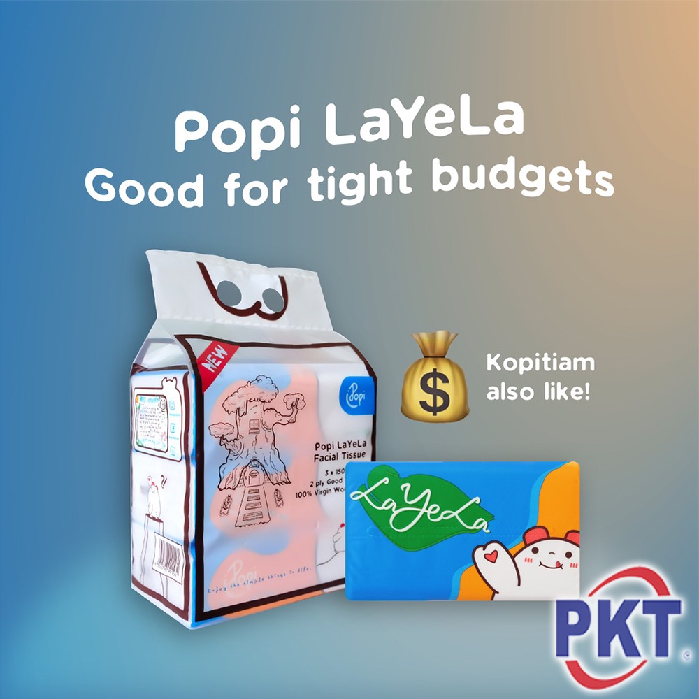 Popi LaYeLa 2ply Good Tissues 3Packs x 150 sheets | Tougher and Durable ...