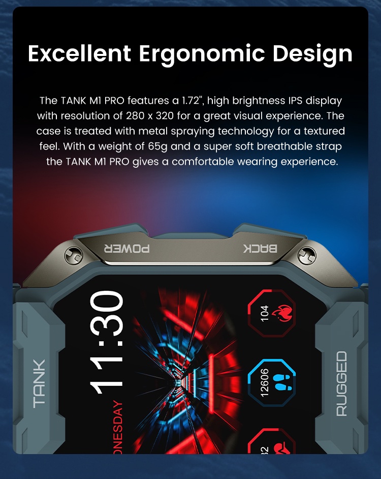 KOSPET TANK M1 PRO Smart Watch Men Rugged Outdoor Sport Fitness Tracker ...