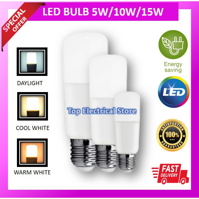 LED STICK BULB E27 CAP 5W/10W/15W ENERGY SAVING LAMP LAMPU MENTOL LED 灯泡 LAMP BULB EC | Shopee ...