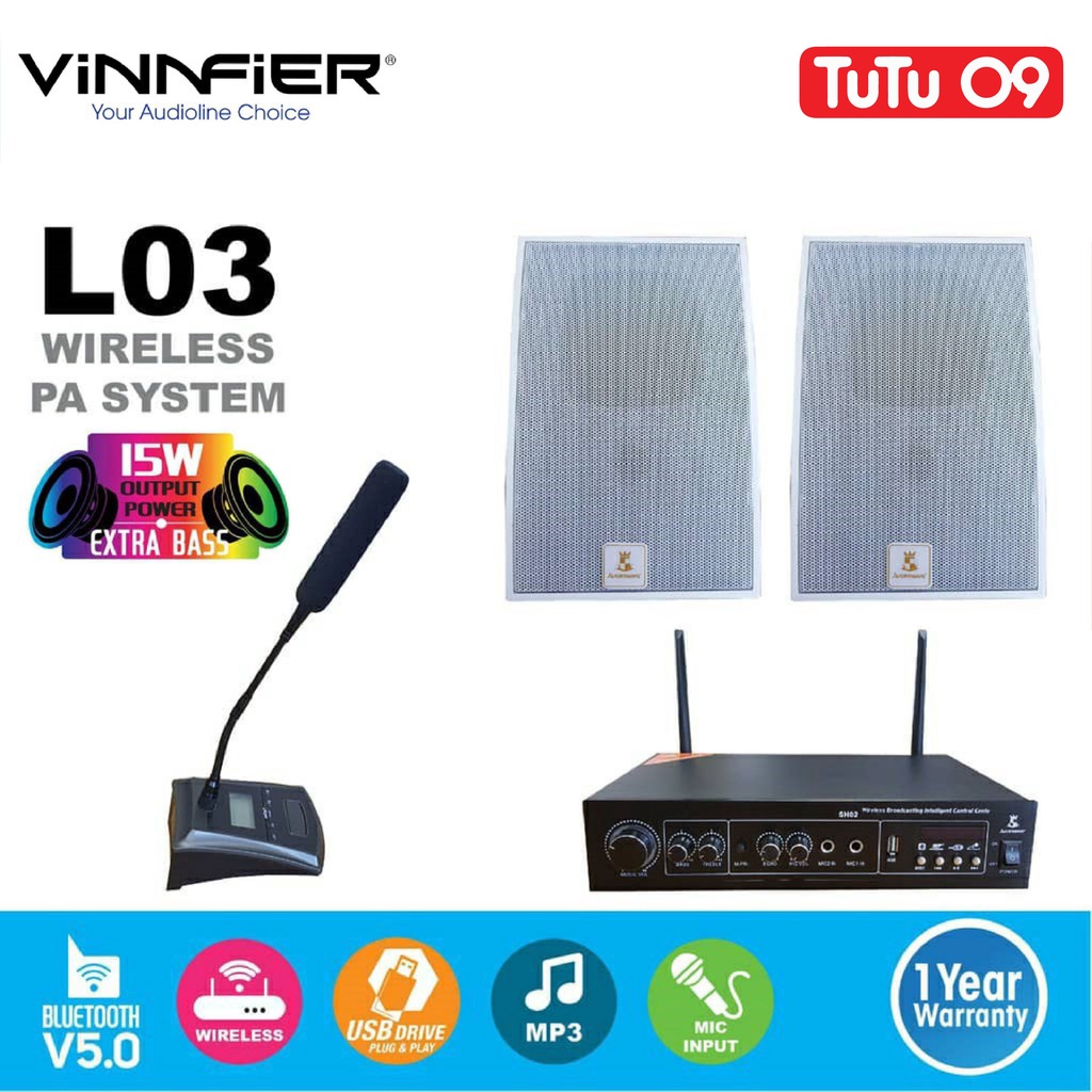 VINNFIER Smart Wireless PA Systems Transmitter with Speaker Bluetooth ...