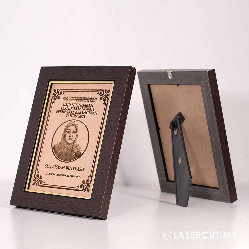(Ukiran HD) Custom Potret Dengan Frame Kayu A5 | Shopee Malaysia