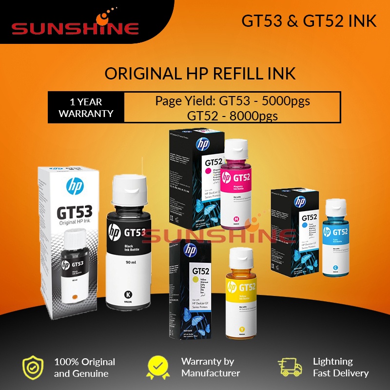 ORIGINAL HP GT53, GT53XL & GT52 INK BOTTLE FOR GT5810 , GT5820 , HP 315 ...