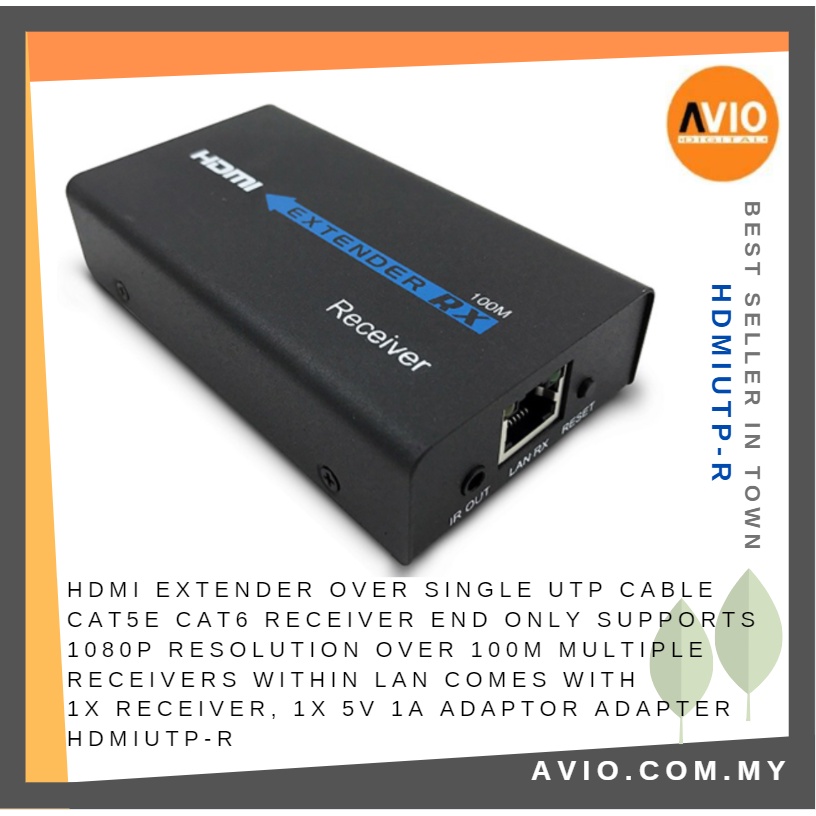 HDMI Extender over Single UTP Cable Cat5e Cat6 100m 100 Meter Receiver ...