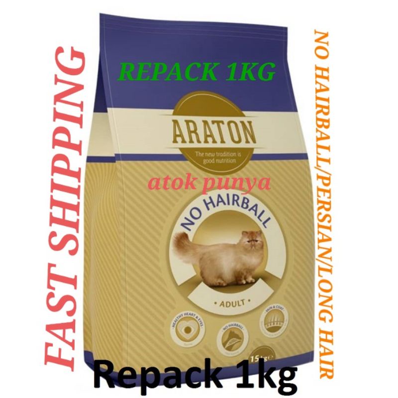 ARATON No Hairball Adult Cat Food Repack 1kg Makanan Kucing / Persian ...