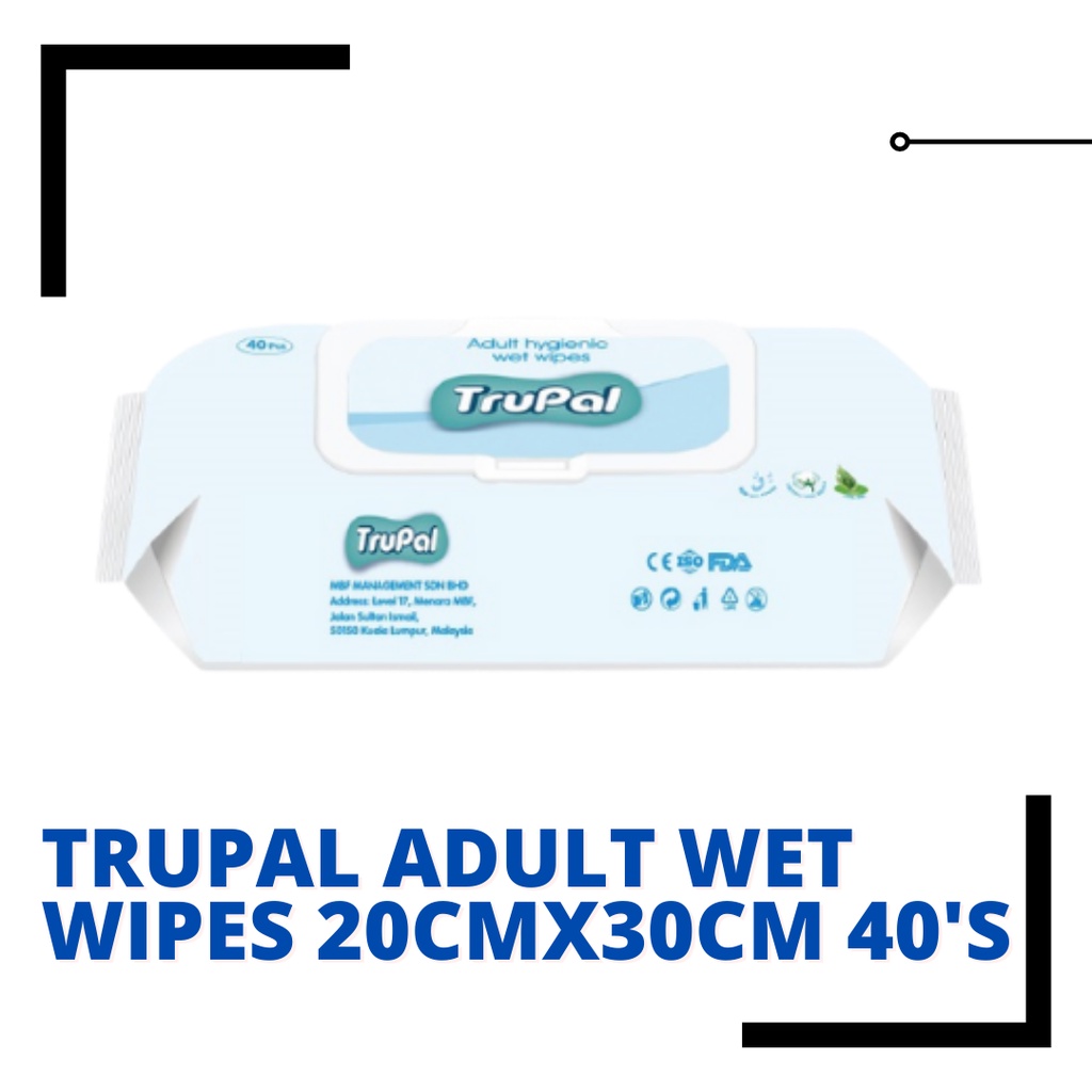 TRUPAL ADULT WET WIPES 20CMX30CM 40'S [EXP:07/2023] | Shopee Malaysia