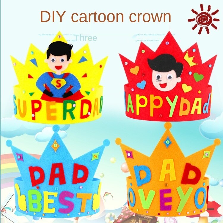 Kids Diy Toys Father's Day Crown Non-woven Handmade Gifts Kids Party ...