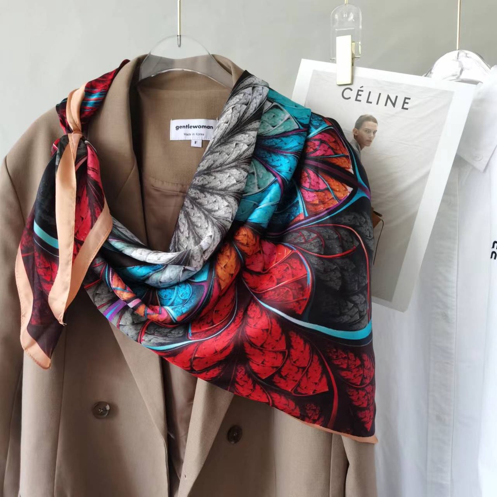 LISA Fashion Scarf 110X110 cm Square Scarf Printed Scarf women Lady ...