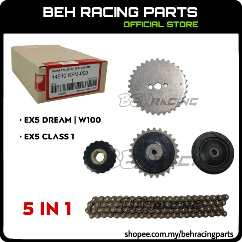 HONDA TIMING CHAIN ROLLER SET (5 IN 1) EX5 DREAM/ WAVE100/ EX5 CLASS 1 ...