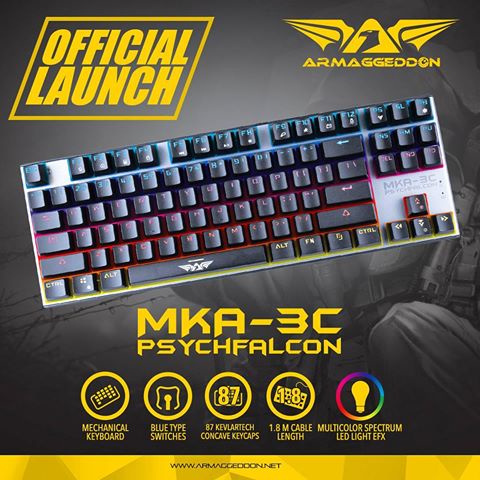 Armaggeddon MKA-3C PsychFalcon Blue Switch Mechanical Gaming Keyboard ...
