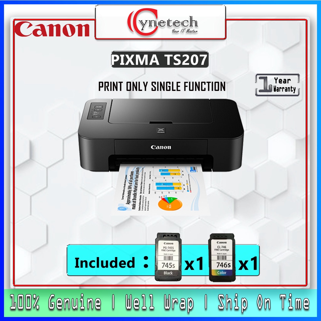 CANON PIXMA TS207 PHOTO SINGLE FUNCTION PRINT ONLY INKJET PRINTER ...