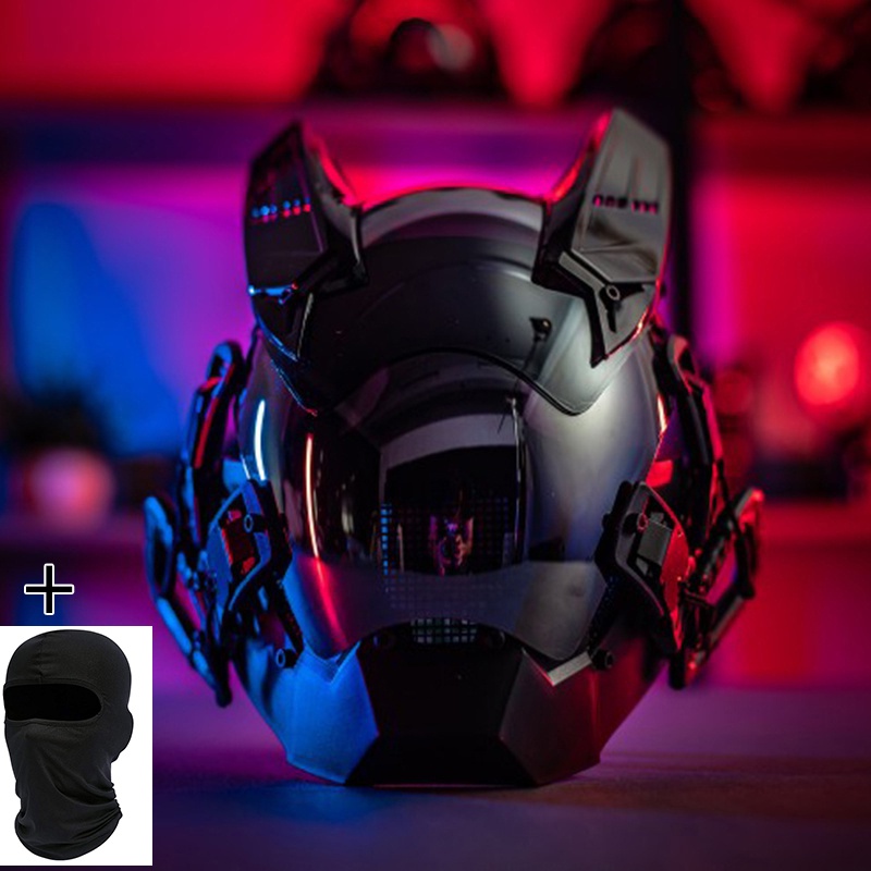 Horns Cyberpunk Mask Helmet Reusable face holiday cosplay Apocalyptic ...