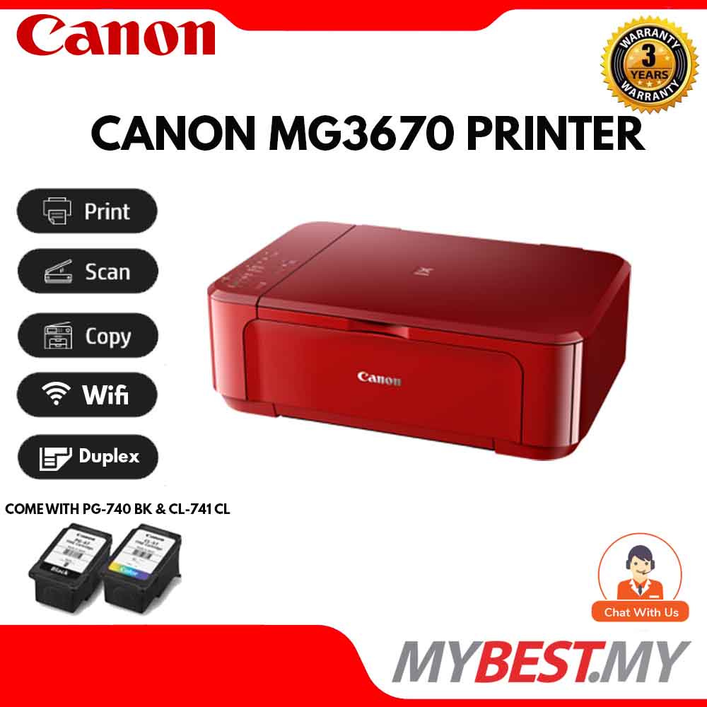 Canon Pixma MG3670 AIO Inkjet Printer / Duplex Print Scan Copy Wireless | Shopee Malaysia