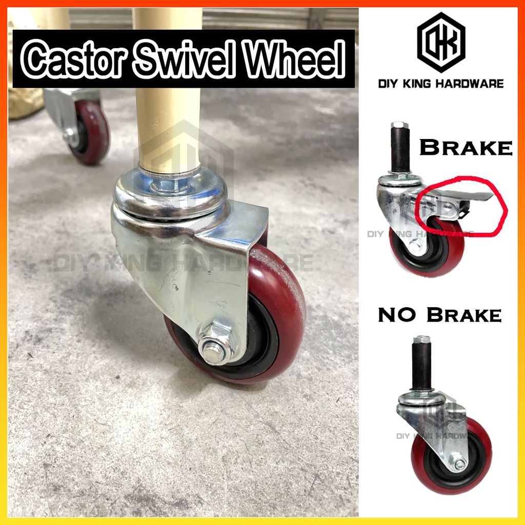 DIY King 3" 4" Expanding Castor Wheels With Brake 360° Swivel Rack Roda ...