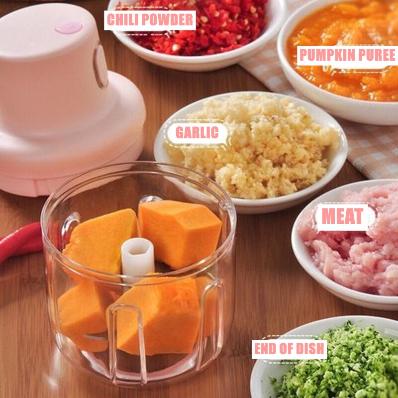 Wireless Mini Electric Garlic Puree Food Crusher Cutter Chopper Kitchen ...