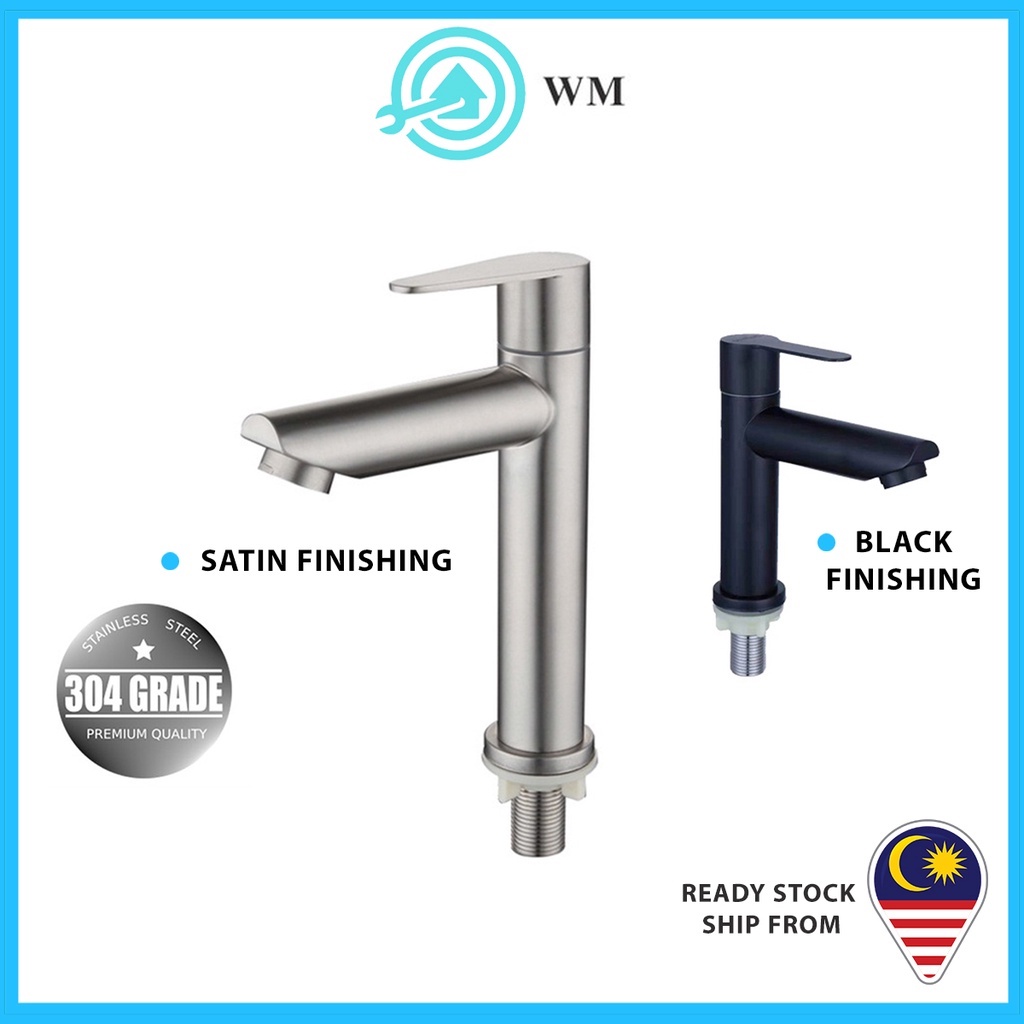 WM Bathroom Faucet Stainless Steel SUS 304 Basin Tap / Black / Kepala ...